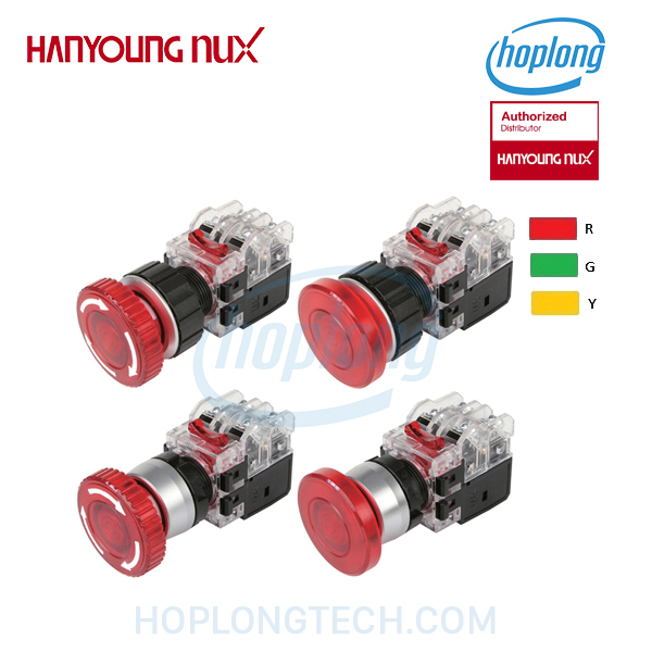 DRE-TA2AR Hanyoung - Phi 16 - (2NO+2NC) - Đỏ - Nhấn giữ