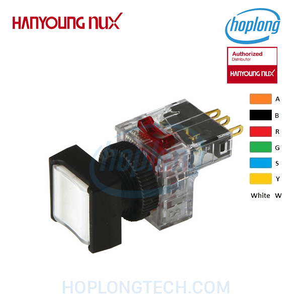 DRF-OM2AG Hanyoung - Phi 16 - (2NO+2NC) - Xanh lá - Nhấn nhả