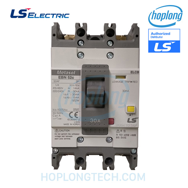 Cầu dao chống dòng rò ELCB EBN52c-50A LS - 2P, 50A, 14kA