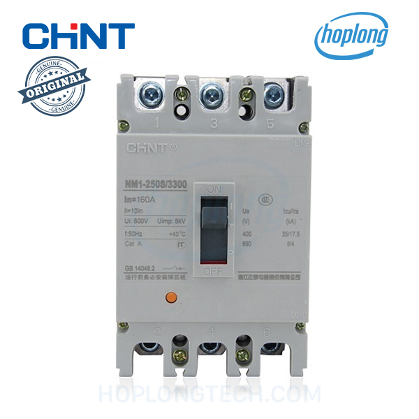 NM1-250H 3P 100A 50kA CHINT - NM1-250 Series - 3P - 100A
